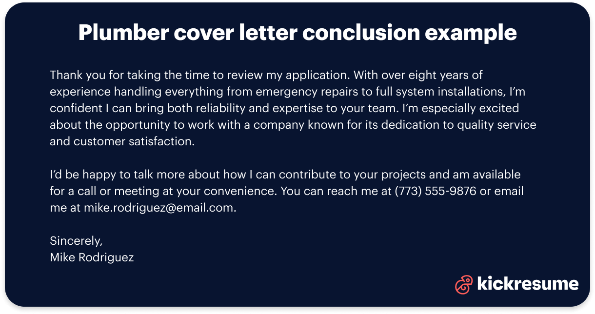 Plumber Cover Letter Samples & Examples 2025 | Kickresume